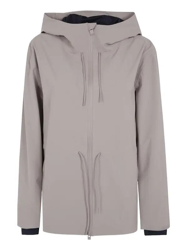 Rains Drawstring Hooded Coat - Beige