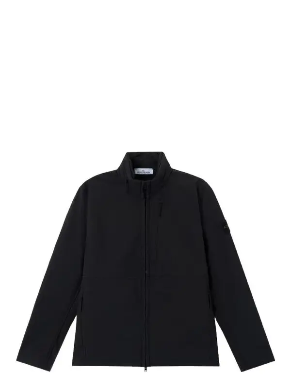 Stone Island Zip-up Jacket With Stand Collar - Black
