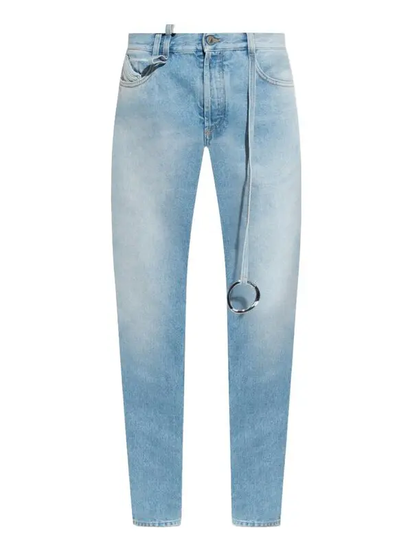 Attico The Ring Embellished Tapered Leg Jeans - Gray
