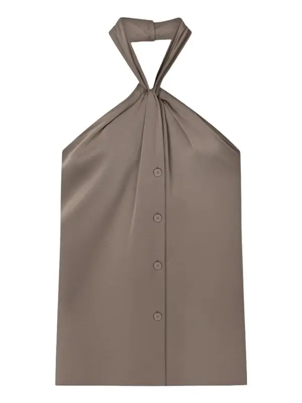 Nanushka Neline Draped Satin Halter Top - Gray