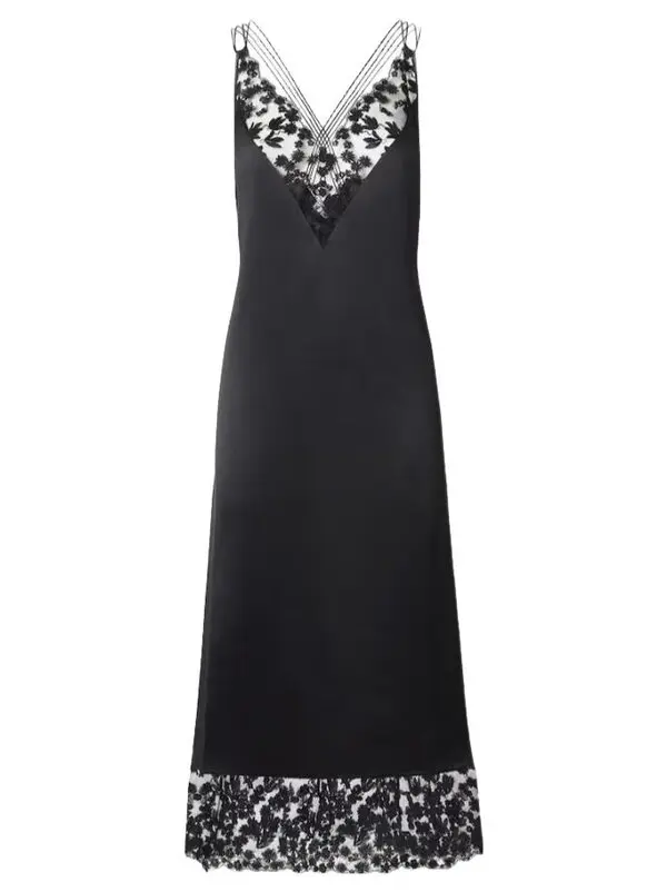Fendi Silk And Lace Midi Dress - Black