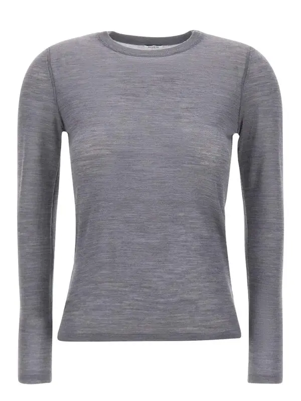 Aspesi Crew Neck Long Sleeve Knit Top - Grey