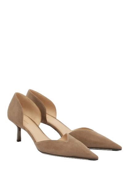 Victoria Beckham Angle D'orsay Suede Pumps - Brown