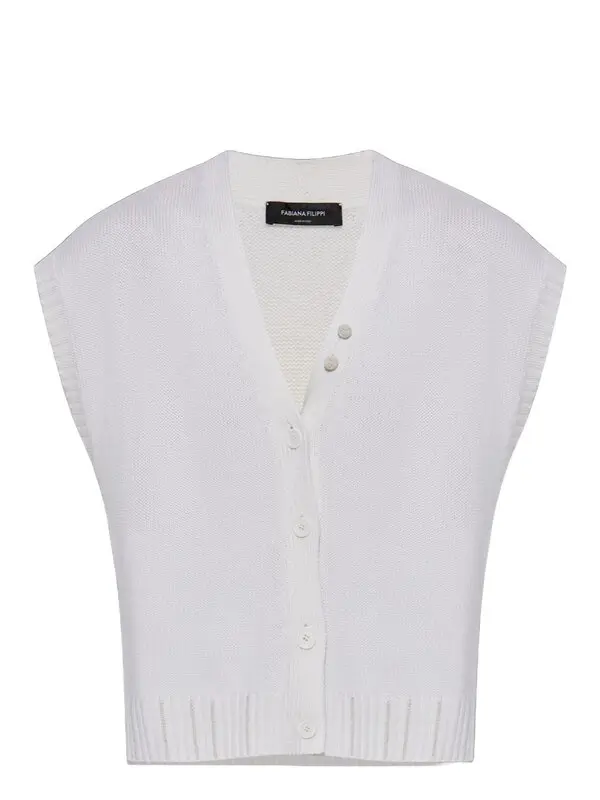 Fabiana Filippi V-neck Knitted Sleeveless Cardigan - White