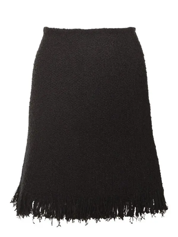 Chloé Bouclé Mini Skirt With Fringe Hem - Black