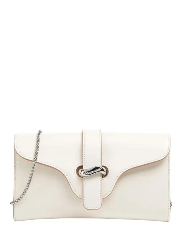 Emporio Armani Logo Engraved Strap Chain Wallet - Ivory