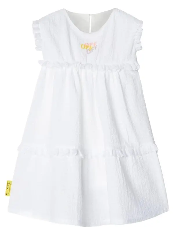 Off-White Off Stamp" Ruffled Cotton Dress - White