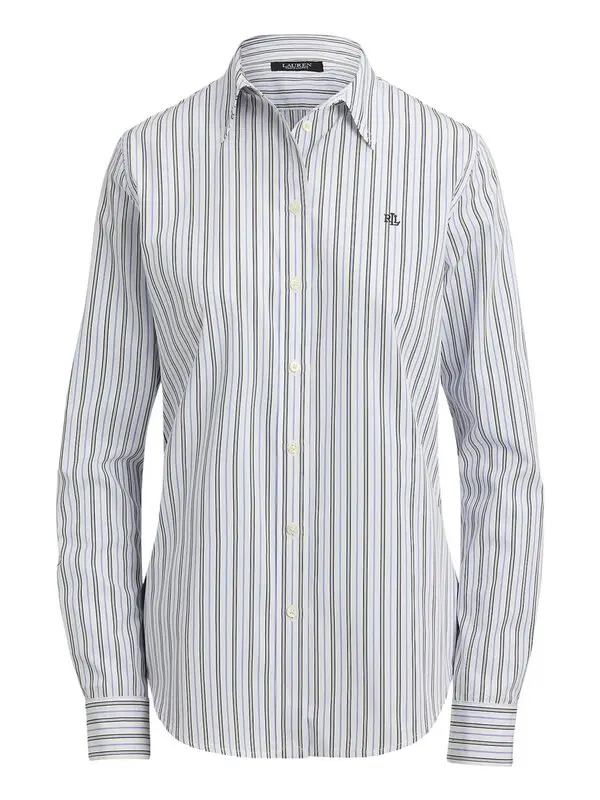 Ralph Lauren Striped Embroidered Logo Shirt - Blue