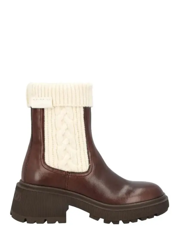 JIMMY CHOO Leather Knit-trim Boots - Brown