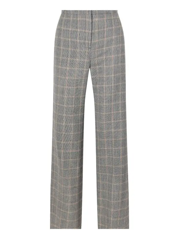 Stella McCartney Tailored Wool Plaid Trousers - Gray