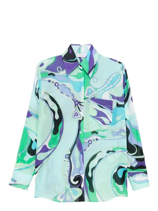 Emilio Pucci Orchid Print Long Sleeve Shirt - Blue