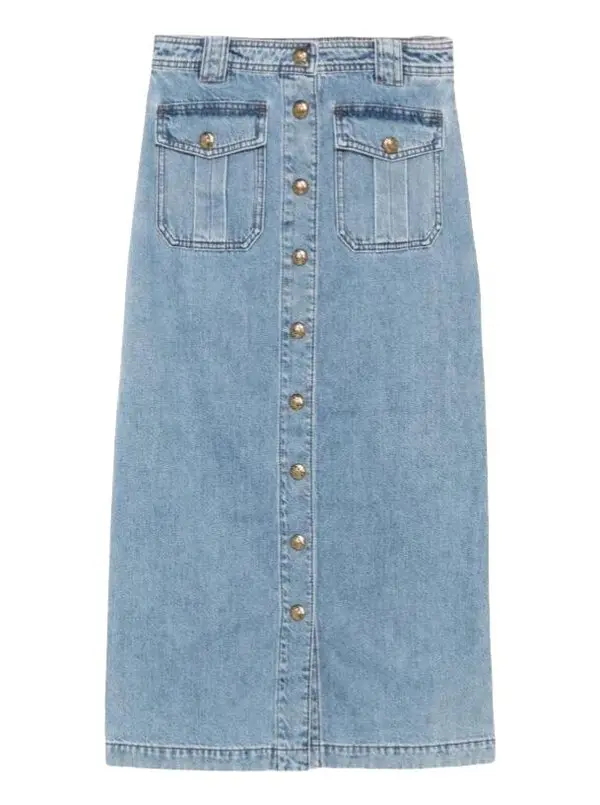 Zimmermann High-waisted Button-front Flap-pocket Pencil Skirt - Blue