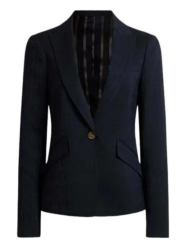 Etro Single-breasted Wool Jacquard Jacket - Black