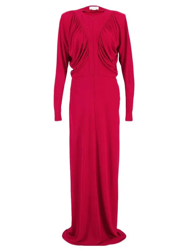 Stella McCartney Draped Long-sleeve Gown - Raspberry Color