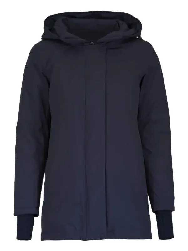 Herno Hooded Neck Coat With Ribbed Cuffs - Navy Blue