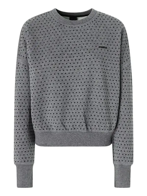Pinko Crystal Embellished Logo Sweatshirt - Grey