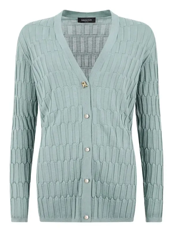 Fabiana Filippi Long-sleeved Knitted Cardigan - Green