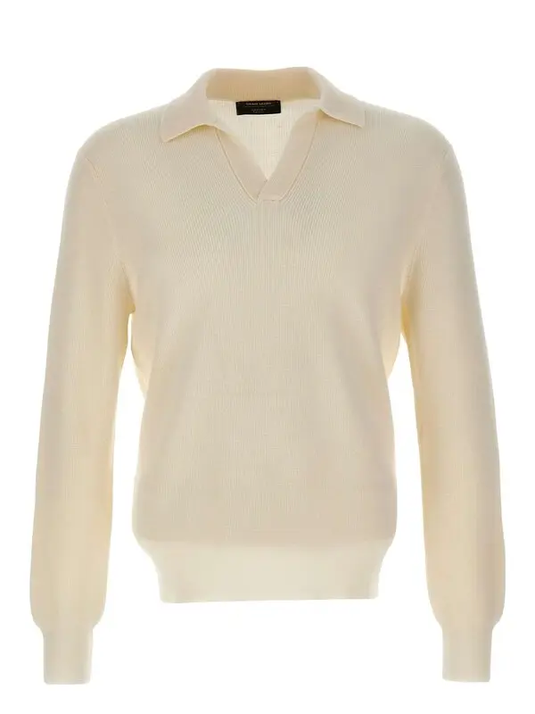 GRAN SASSO Long-sleeve Knitted Polo Shirt - Nude