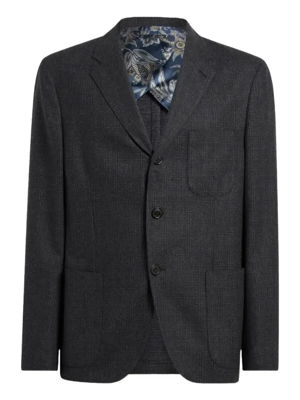 Etro Check-pattern Single-breasted Blazer - Black