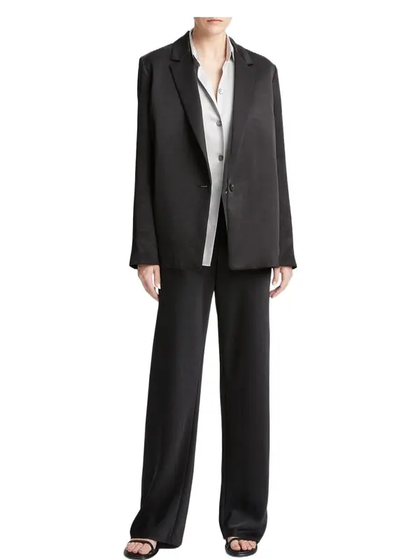Vince Single-breasted Satin Blazer - Black