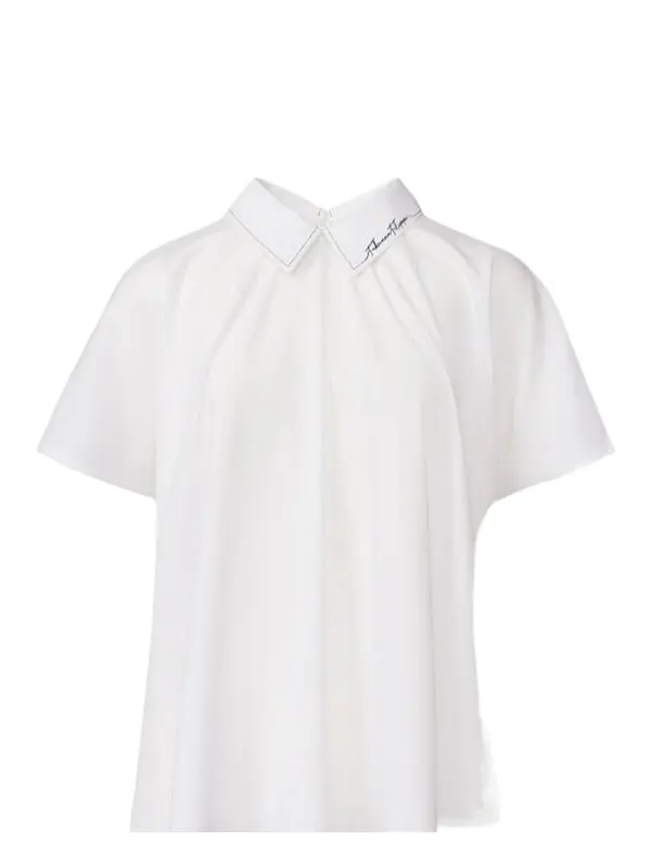 Fabiana Filippi Short Sleeve Collared Shirt With Pleat Detailing - White