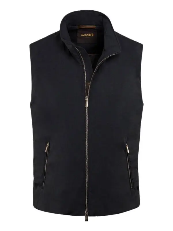 MOORER Sleeveless Vest With Stand Collar And Zip-up Closure - Black