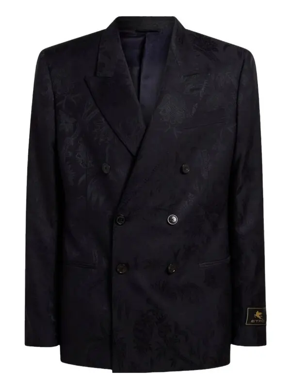 Etro Patterned Long-sleeved Suit Jacket - Black
