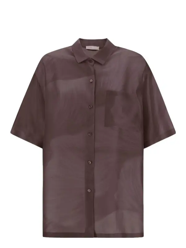 Herno Pure Silk Floral Print Resort Shirt - Dark Chocolate