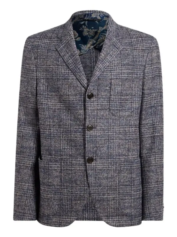 Etro Check-pattern Notched-lapel Blazer - Black