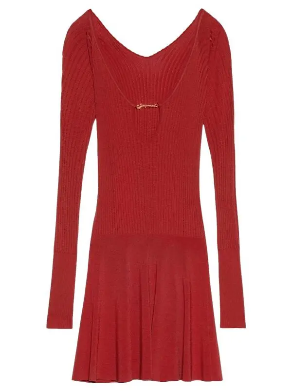 Jacquemus Long-sleeve Scalloped Mini Dress - Red