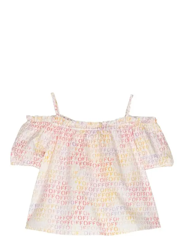 Off-White Logo Print Cotton Blouse - Pink