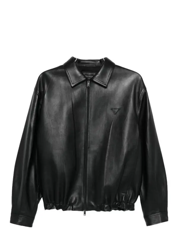 Prada Nappa Leather Zip-up Jacket - Black