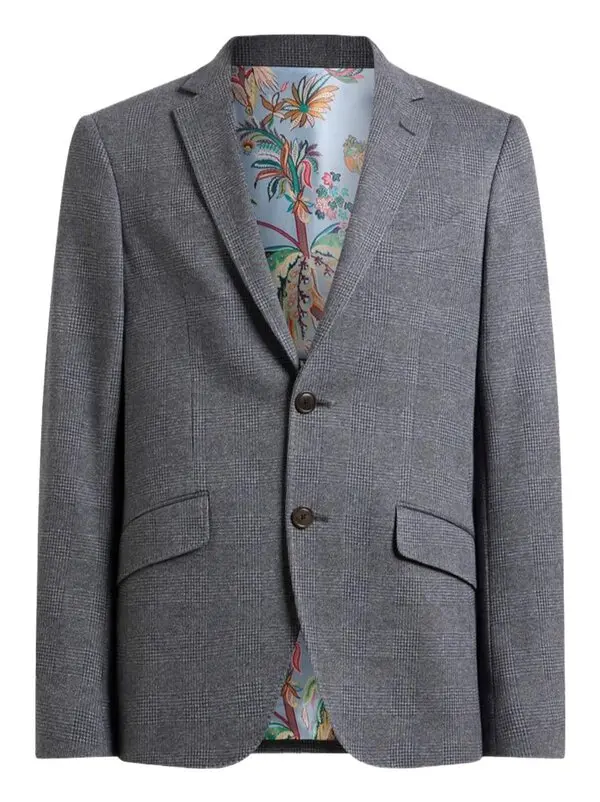 Etro Long-sleeved Suit Jacket With Notch Lapels - Gray