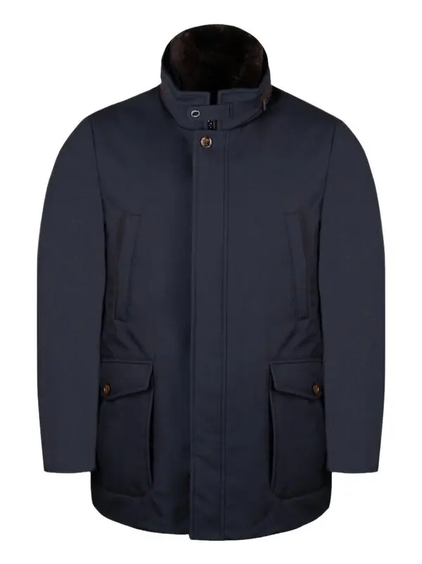 MOORER Hooded Padded Jacket - Dark Blue