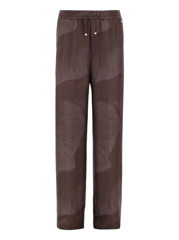 Herno Pure Silk Floral Print Resort Trousers - Dark Chocolate
