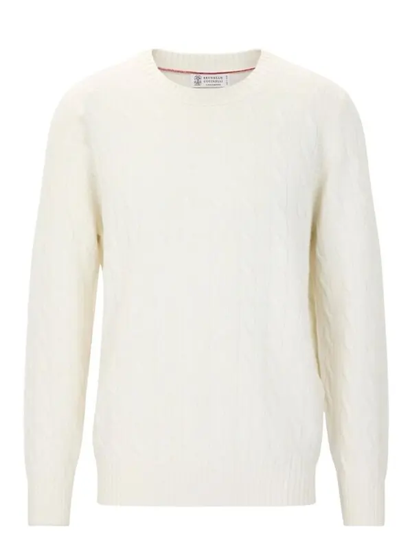Brunello Cucinelli Long-sleeved Crew Neck Sweater - White