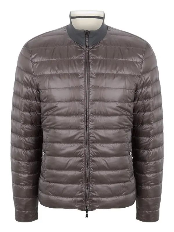 Herno Quilted Cotton Zip-up Jacket With Stand Collar - Gray