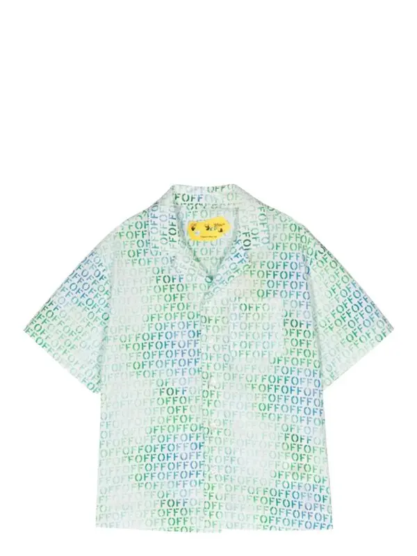 Off-White Logo-print Cotton Shirt - Blue