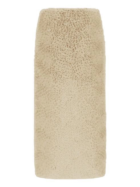 Herno Georgette Straight Skirt With Embroidered And Gathered Fabric Appliqués - Natural
