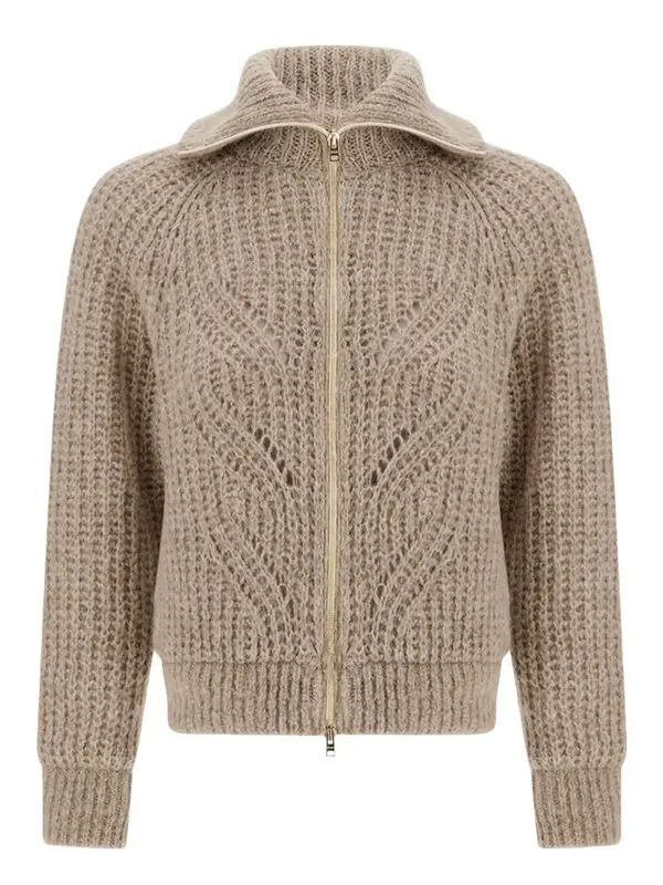 Herno Cable-knit Zip-up Cardigan - Nude