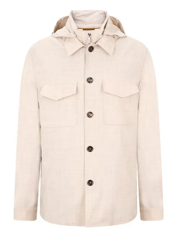 MOORER Wool Hooded Short Jacket - White