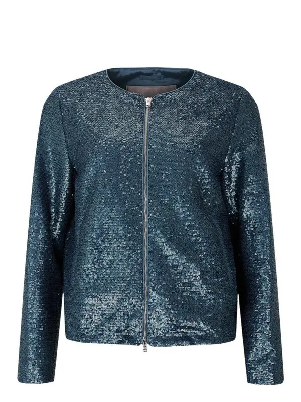 Herno Sequined Long Sleeve Casual Jacket - Blue