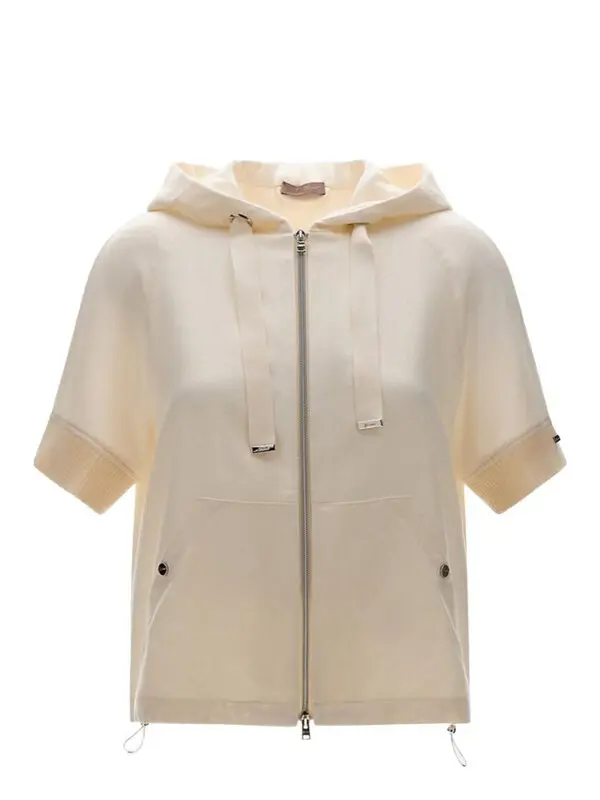 Herno Hooded Zip-front Jacket With Drawstring And Pockets - Nude