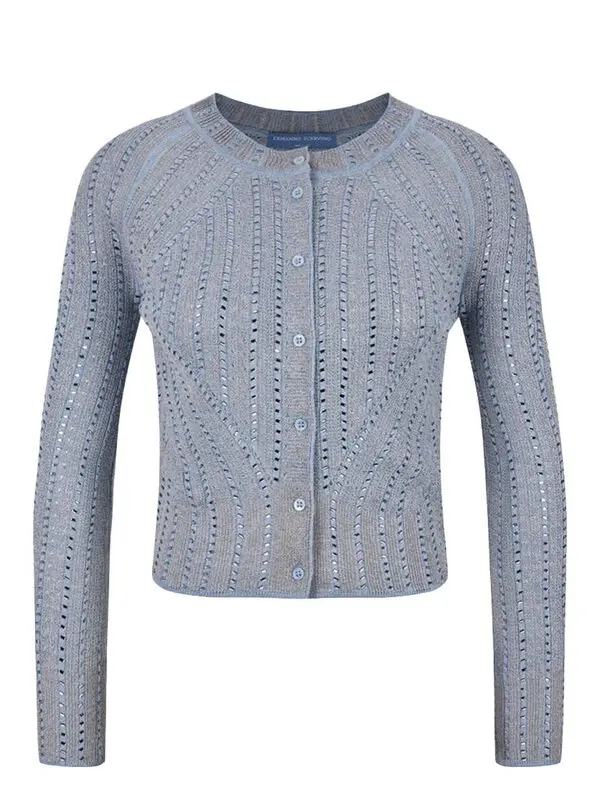 Ermanno Scervino Ribbed Crew Neck Cardigan - Gray