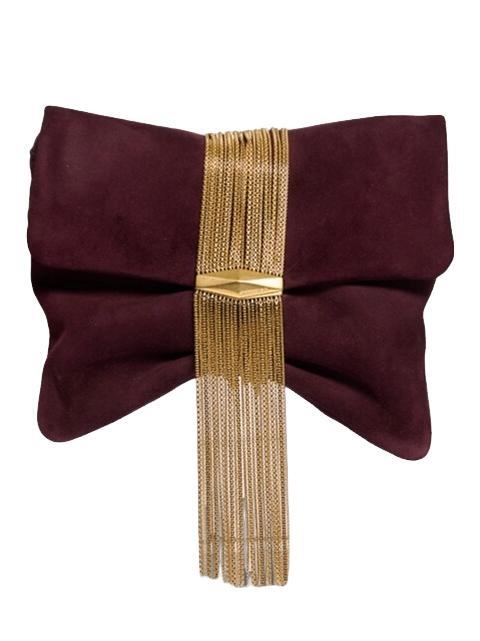 JIMMY CHOO Mini Suede Shoulder Bag With Gold Tone Chain - Brown
