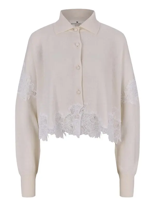 Ermanno Scervino Batwing Sleeve Cashmere Knit Cardigan - White