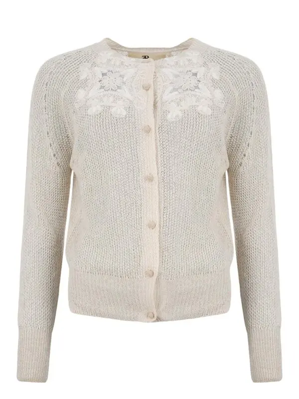Ermanno Scervino Openwork Embroidered Cashmere Knit Cardigan - No