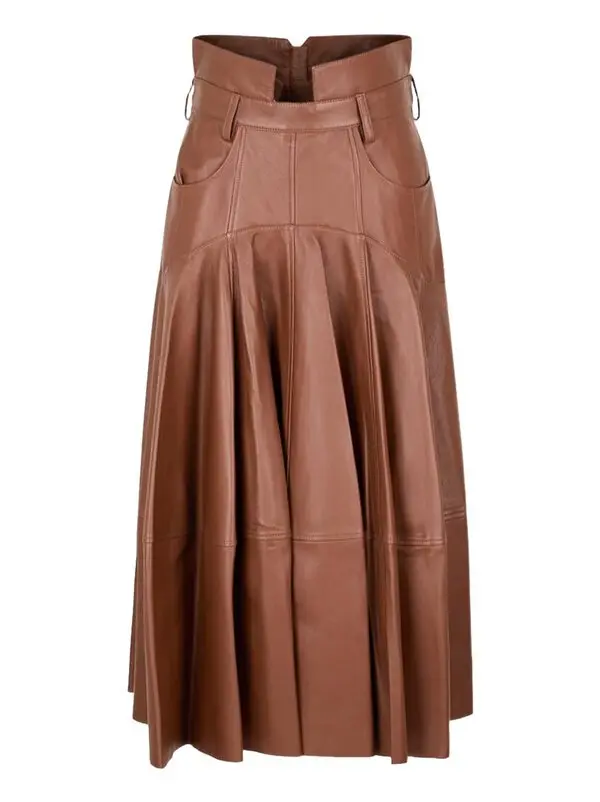 Zimmermann Waistband Midi Skirt - Brown