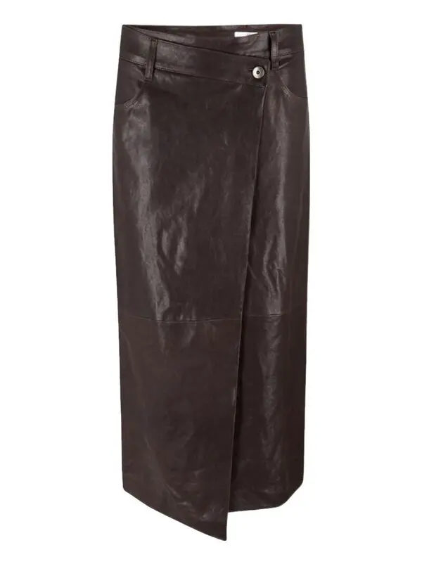 Brunello Cucinelli Belted Wrap Midi Skirt - Black