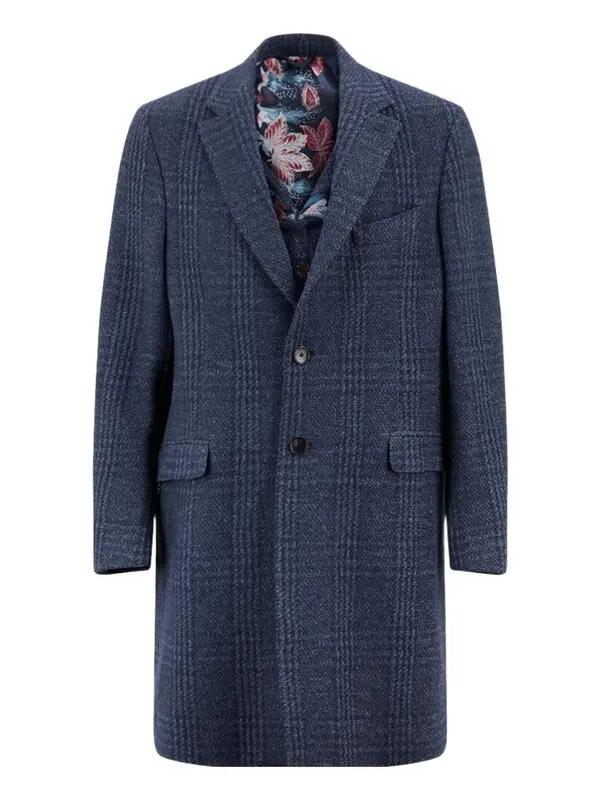 Etro Plaid Jacquard Mid-length Suit Jacket - Blue